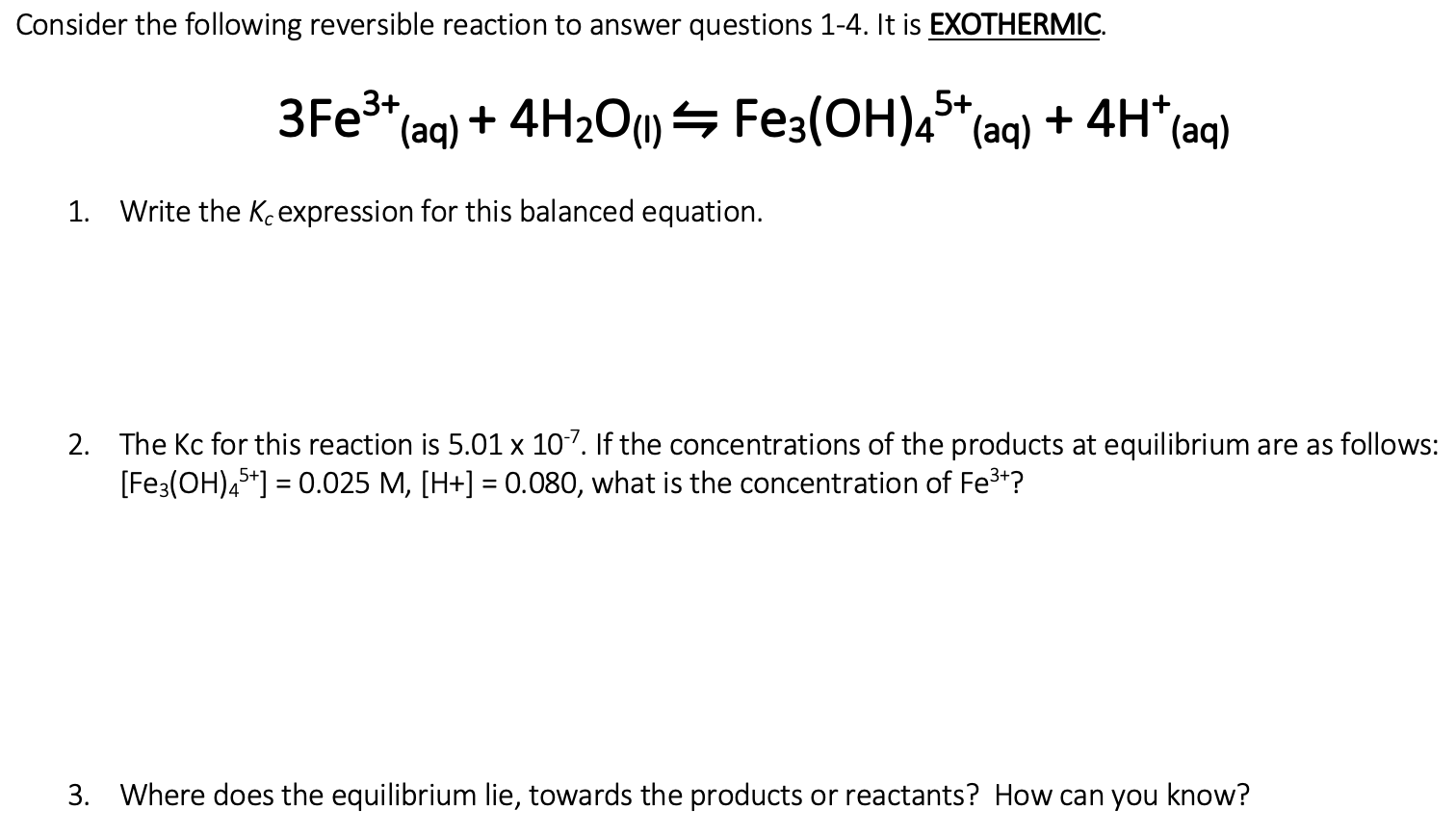 Solved Consider the following reversible reaction to answer | Chegg.com