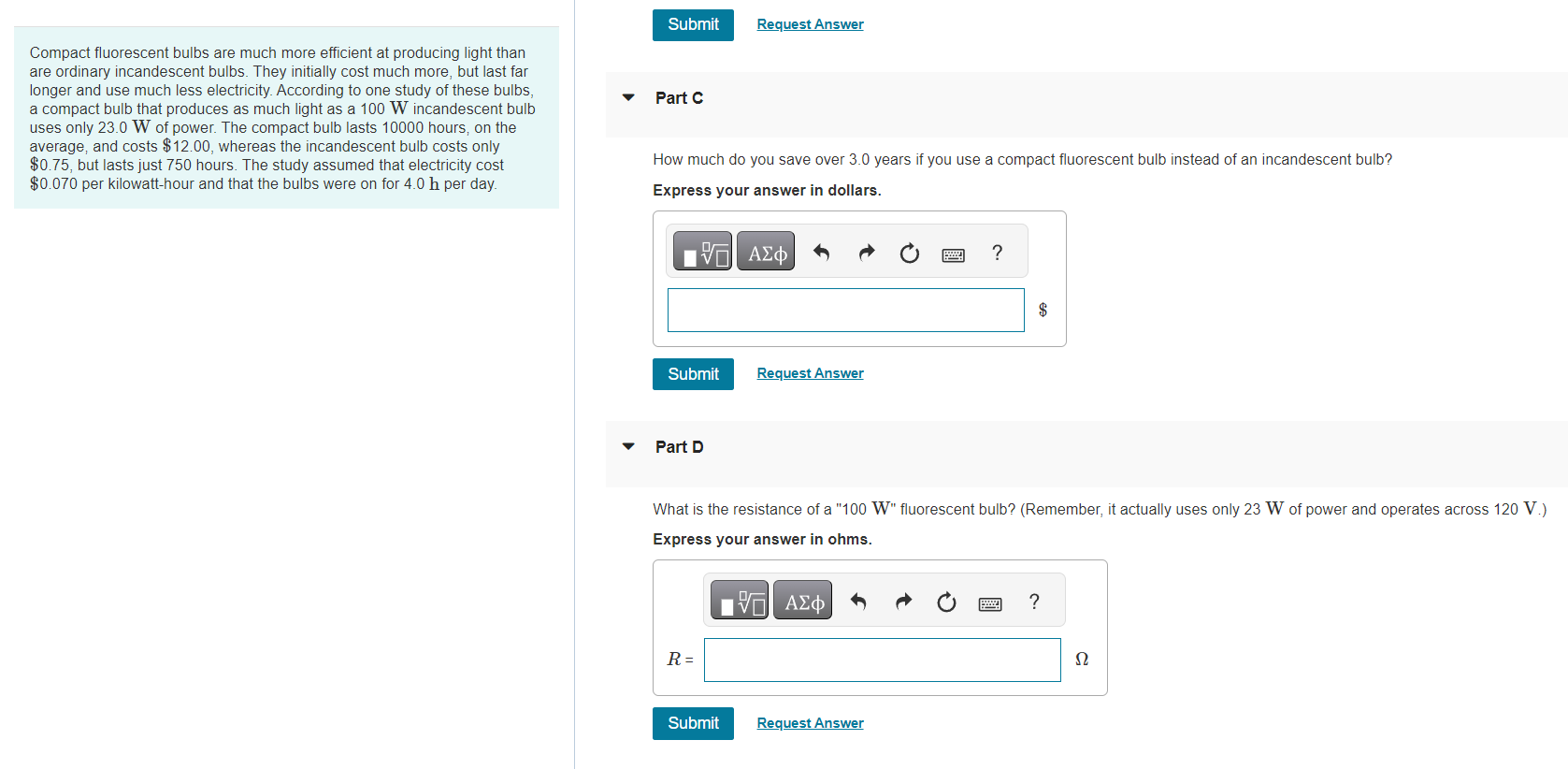 Solved Compact fluorescent bulbs are much more efficient at | Chegg.com