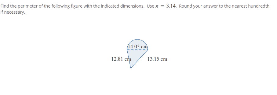 Solved Find the perimeter of the following figure with the | Chegg.com