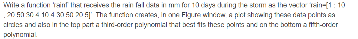 Solved ; Write a function 'rainf' that receives the rain | Chegg.com
