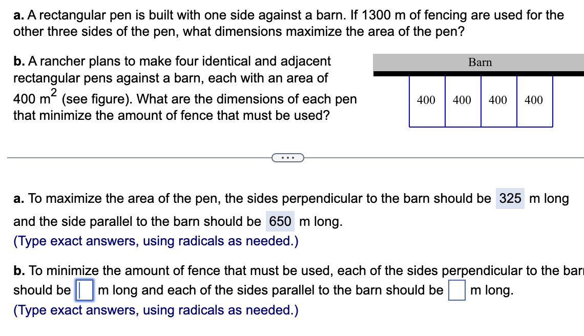 Solved a. A rectangular pen is built with one side against a | Chegg.com