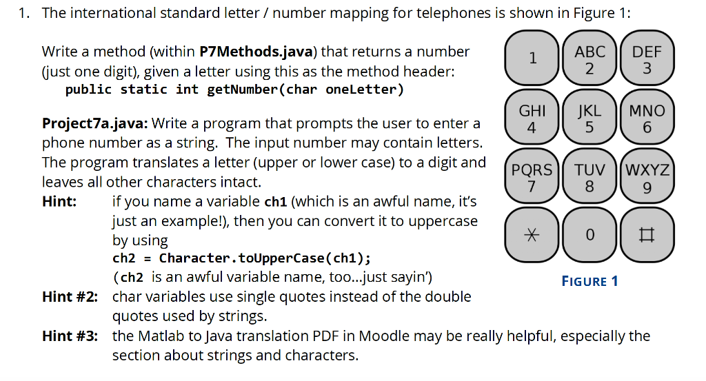 Solved 1. The international standard letter / number mapping | Chegg.com