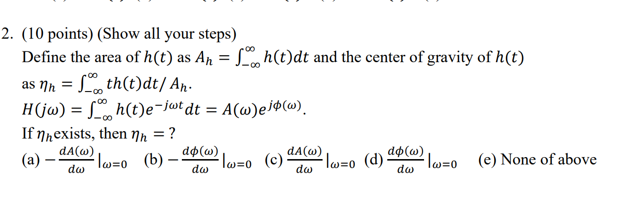 Solved (10 ﻿points) (Show all your steps)Define the area of | Chegg.com