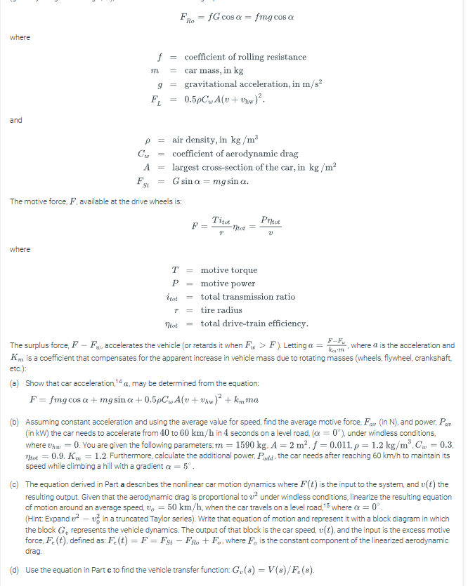 Solved I only need part C & D. The excessive motive force | Chegg.com