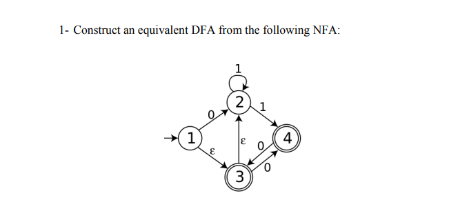 Solved 1- Construct an equivalent DFA from the following | Chegg.com