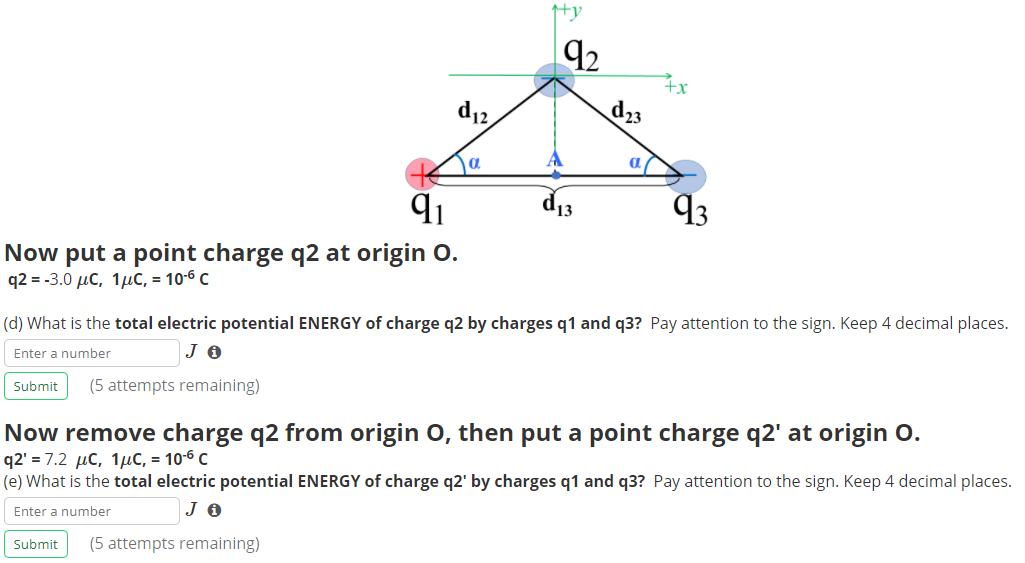 Solved Electric Potential- 3 Point Charges on a Triangle | Chegg.com