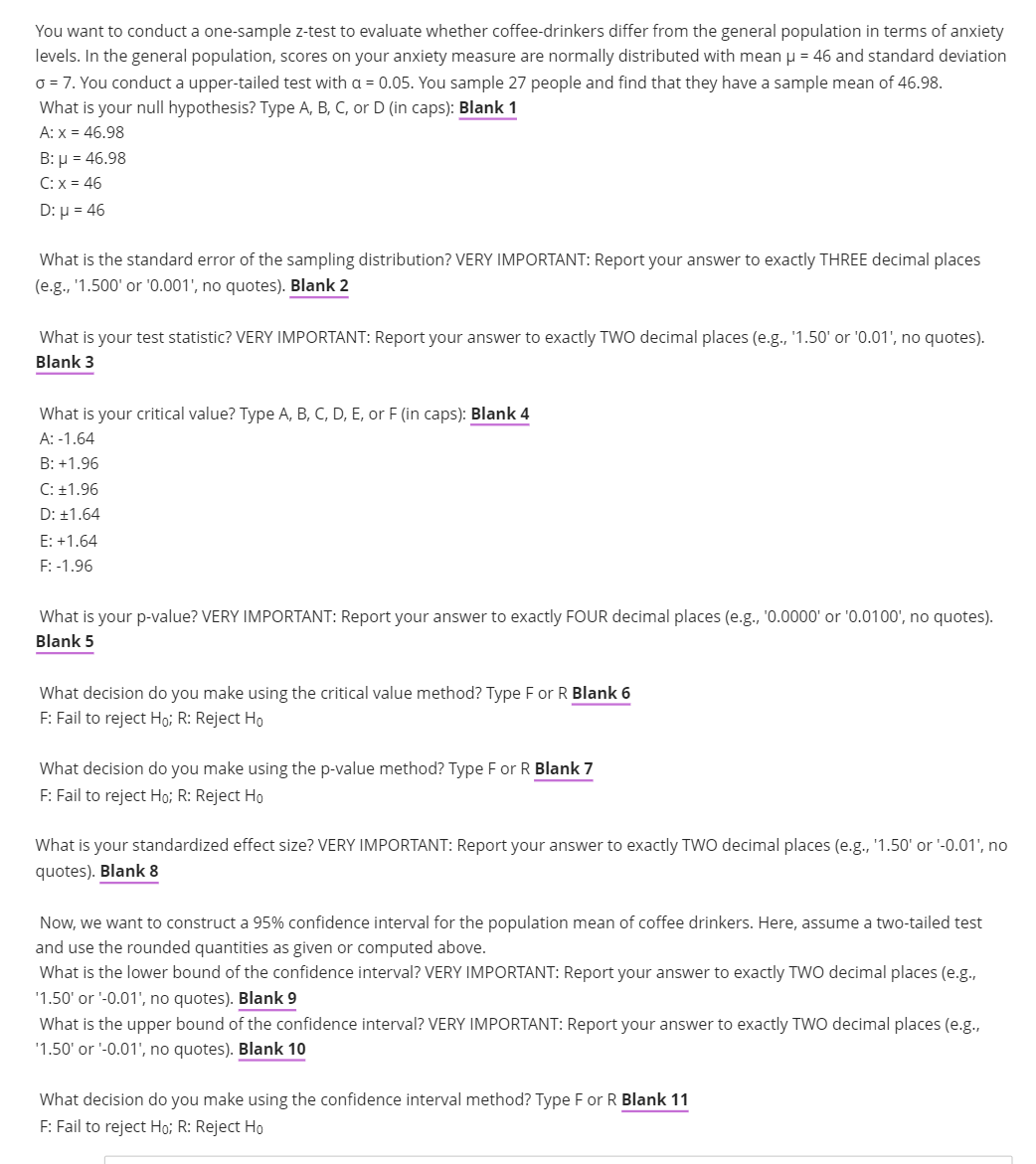 Solved You Want To Conduct A One Sample Z Test To Evaluate