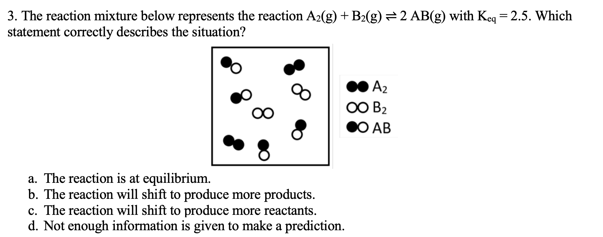 Solved 3. The reaction mixture below represents the reaction | Chegg.com