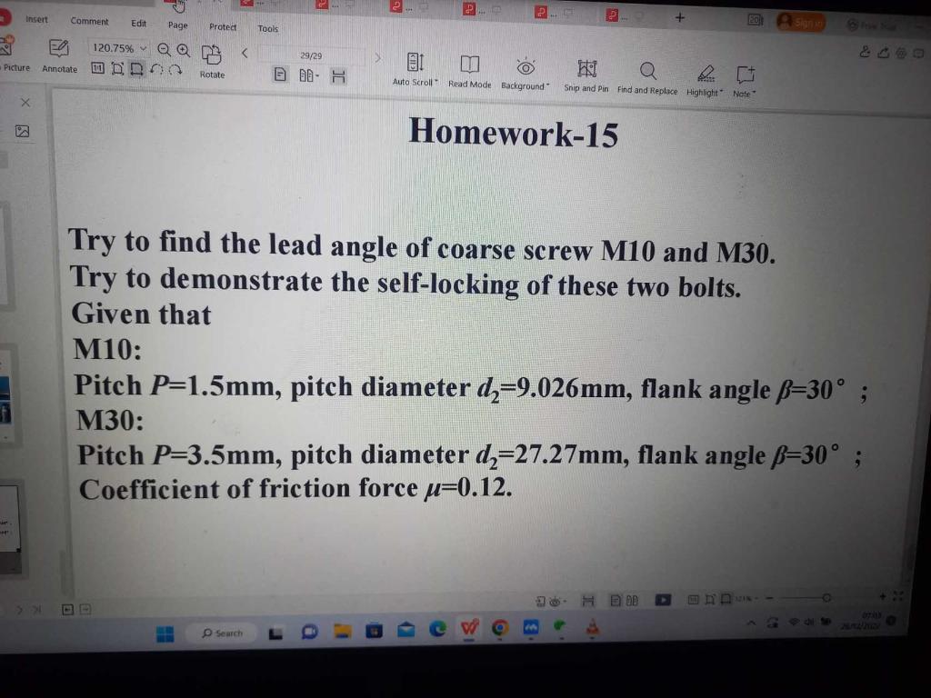 Solved Try to find the lead angle of coarse screw M10 and | Chegg.com