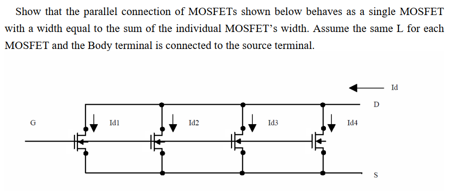 Solved Show that the parallel connection of MOSFETs shown | Chegg.com