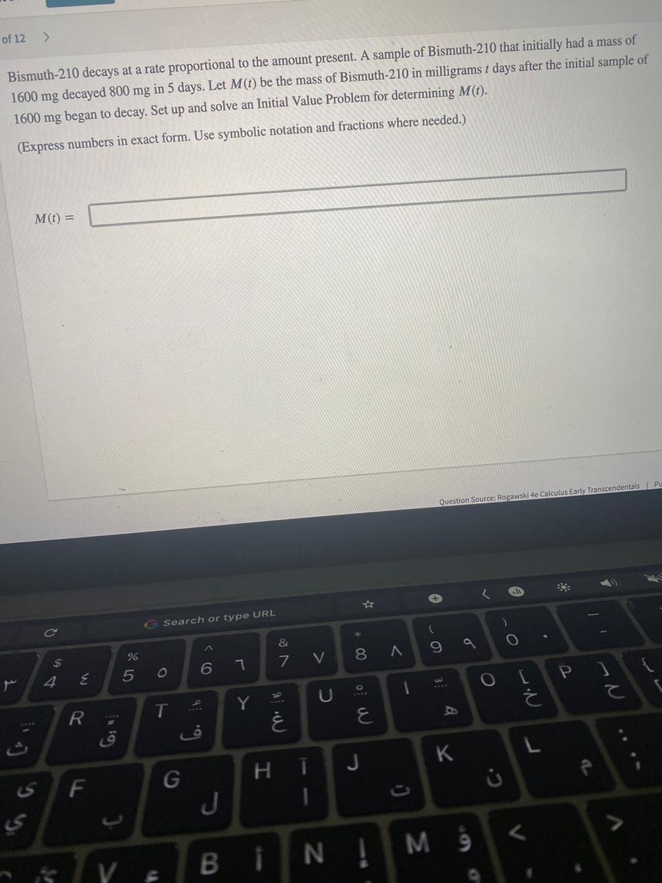 Solved of 12 > Bismuth-210 decays at a rate proportional to | Chegg.com