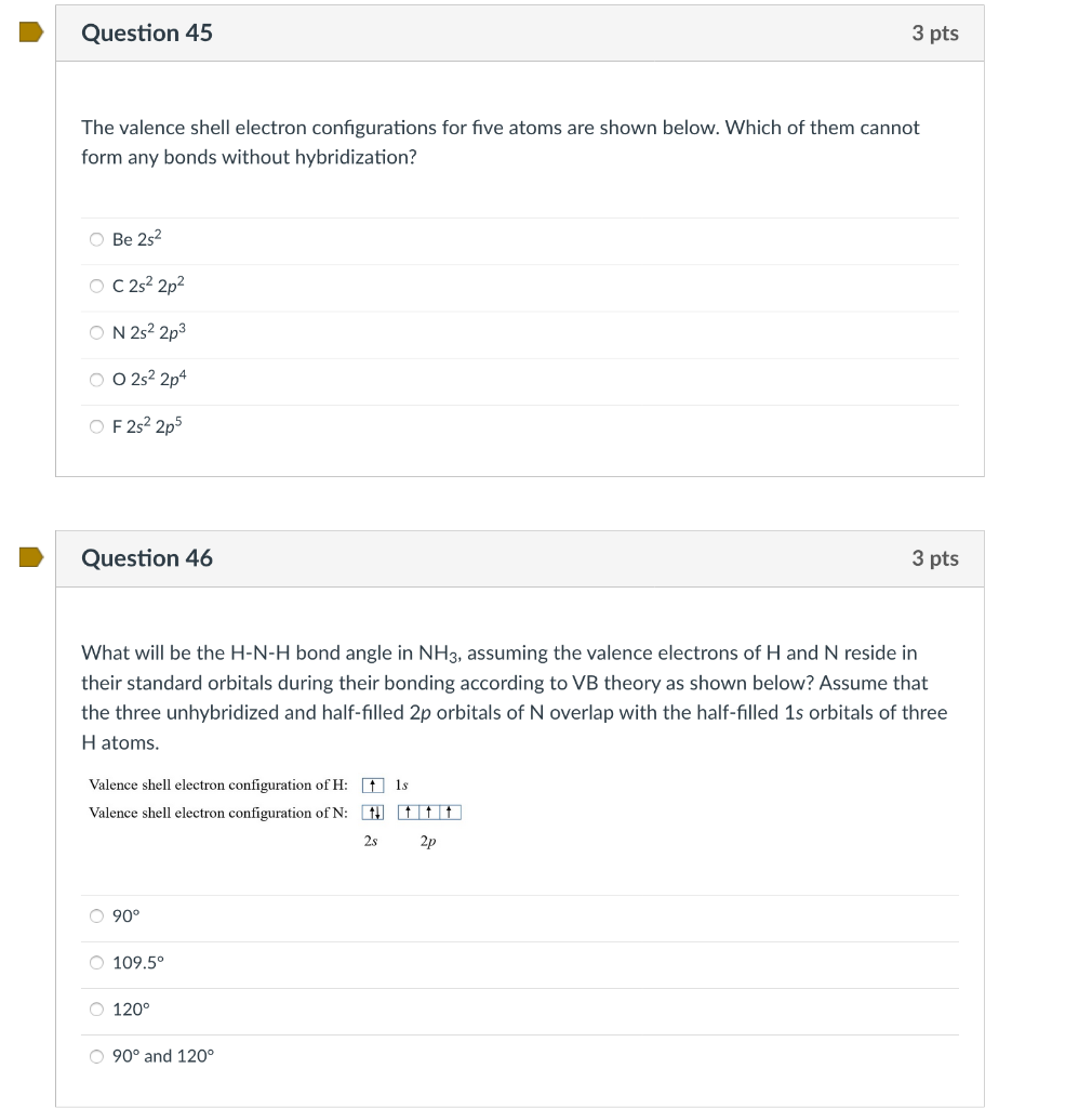 Solved Question 45 3 pts The valence shell electron | Chegg.com