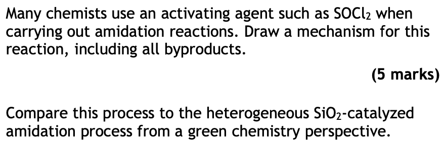 Solved Many chemists use an activating agent such as SOCl2 | Chegg.com