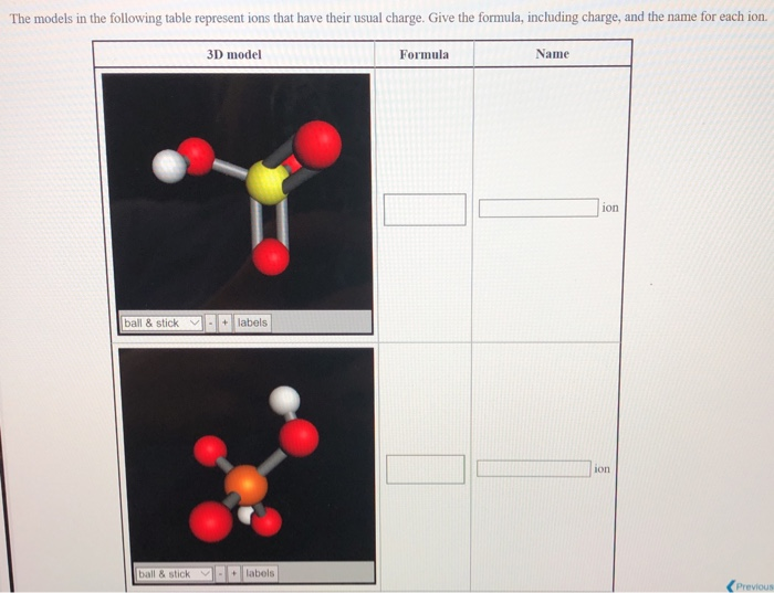 Solved The models in the following table represent ions that | Chegg.com