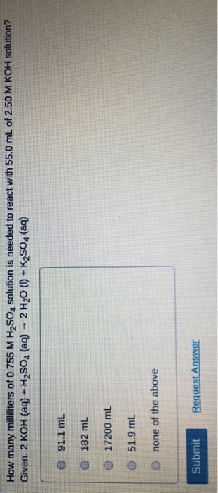 Solved How many moles of KOH are contained in 750. mL of | Chegg.com