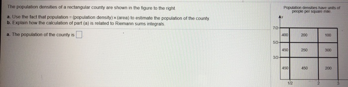 Solved The population densities of a rectangular county are | Chegg.com