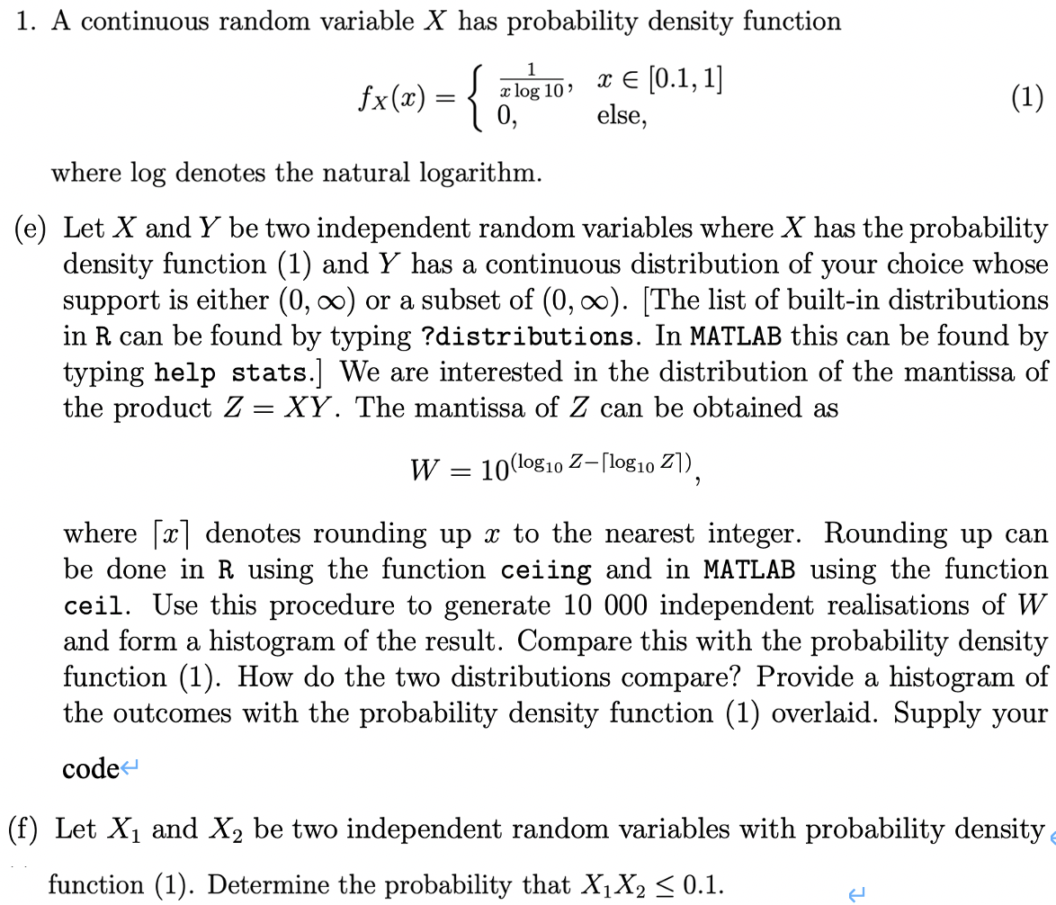 1. A continuous random variable X has probability | Chegg.com