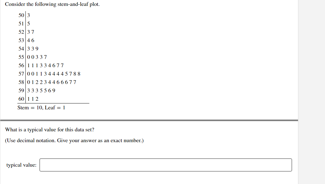 Solved Consider the following stem-and-leaf plot. 503 515 | Chegg.com
