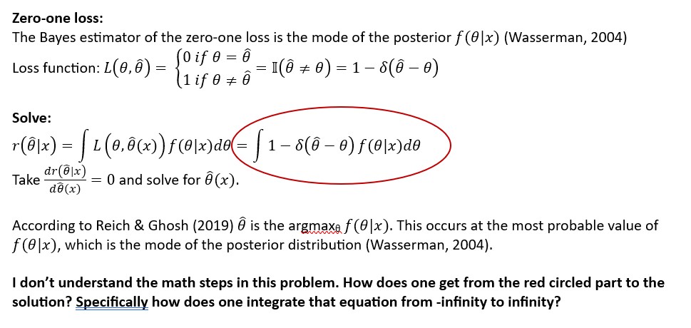 Solved Zero-one loss:The Bayes estimator of the zero-one | Chegg.com