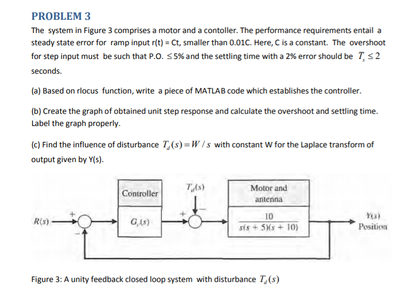 Solved PROBLEM 3 The system in Figure 3 comprises a motor | Chegg.com