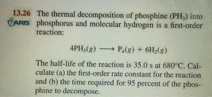 Solved The thermal decomposition of phosphine (PH_3) into | Chegg.com