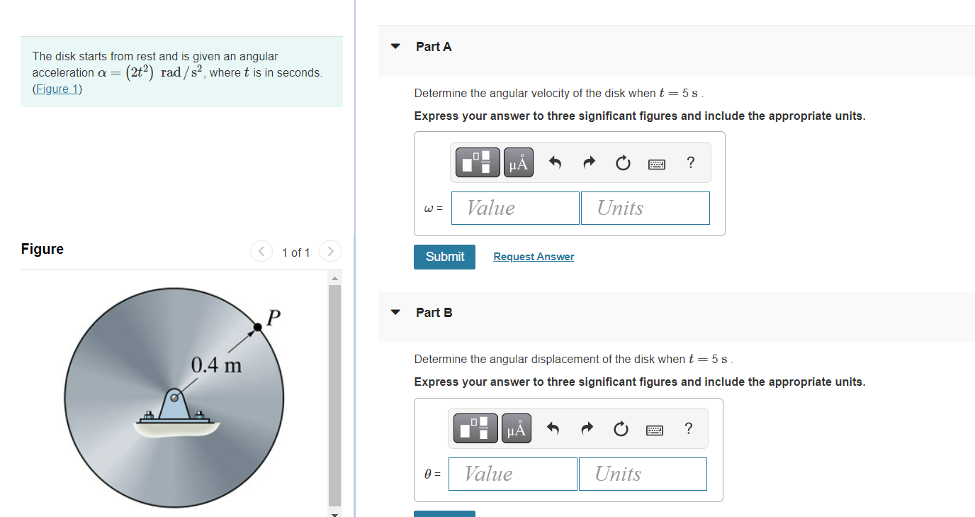 Solved The disk starts from rest and is given an angular | Chegg.com