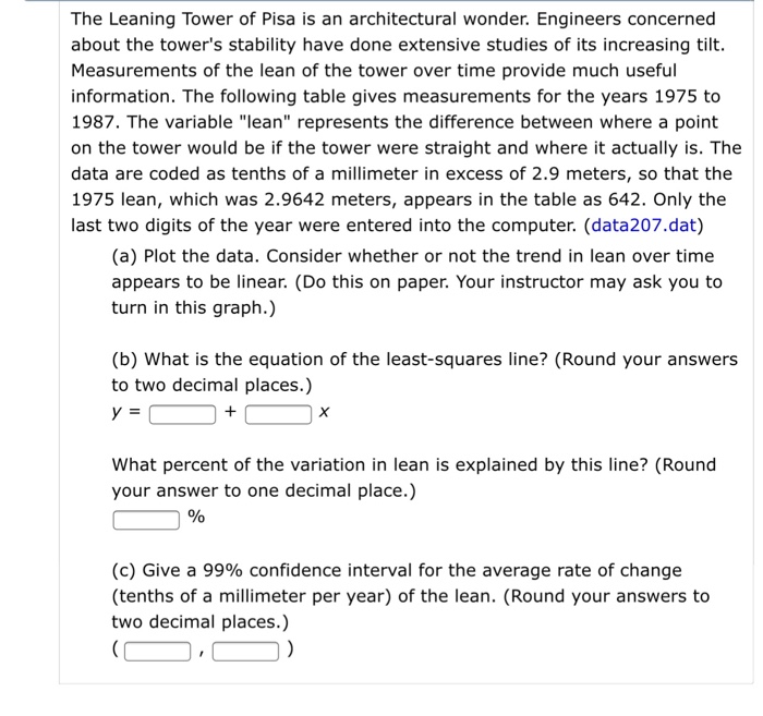 Solved The Leaning Tower of Pisa is an architectural wonder. | Chegg.com