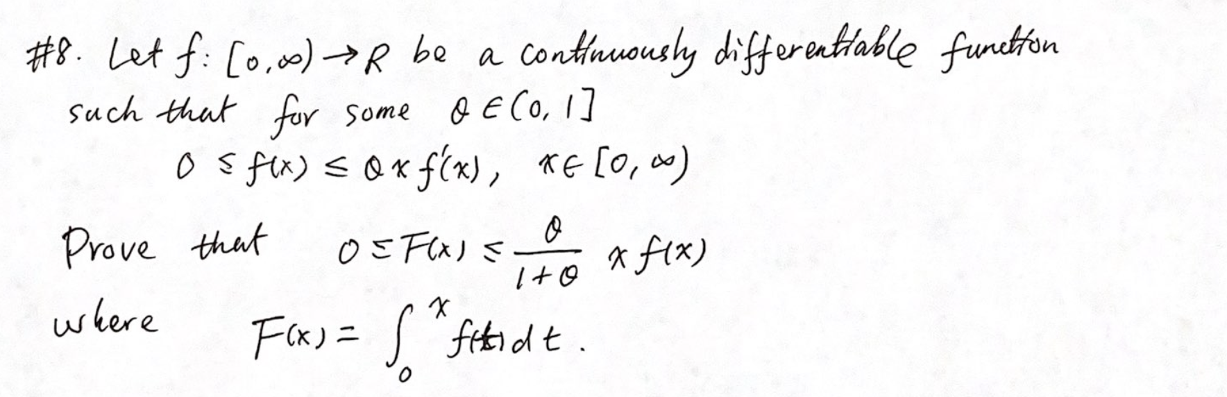Solved 8 Let F [0 ∞ →r Be A Continuously Differentiable