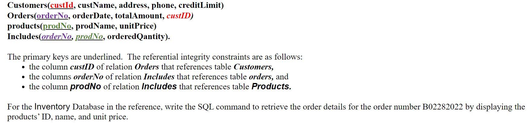 Solved Customers (custId, custName, address, phone, | Chegg.com