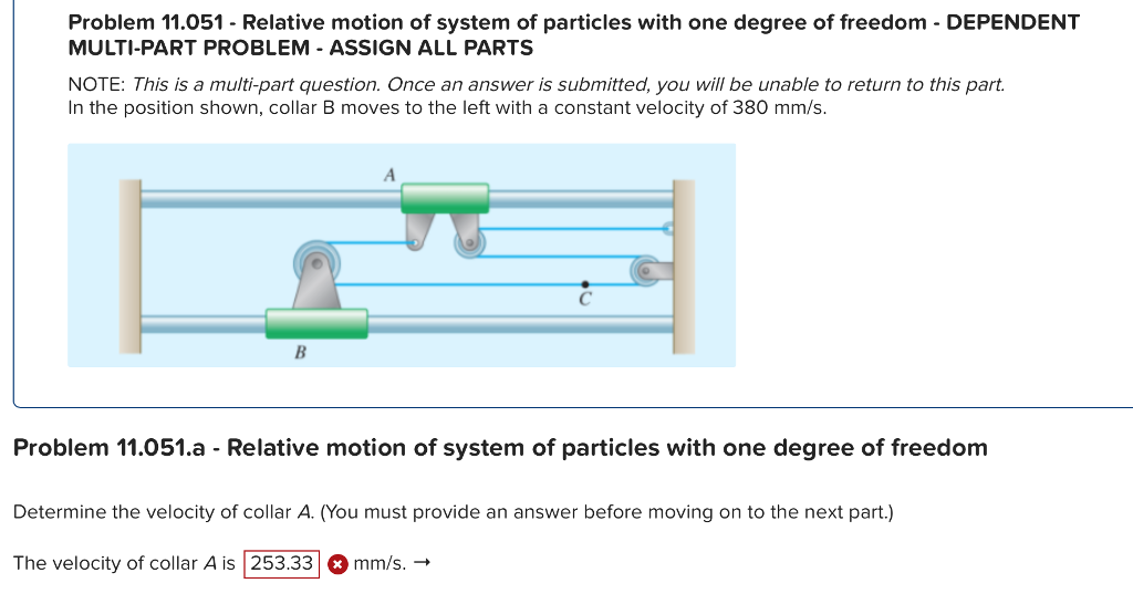 Solved Problem 11.051 - Relative motion of system of | Chegg.com