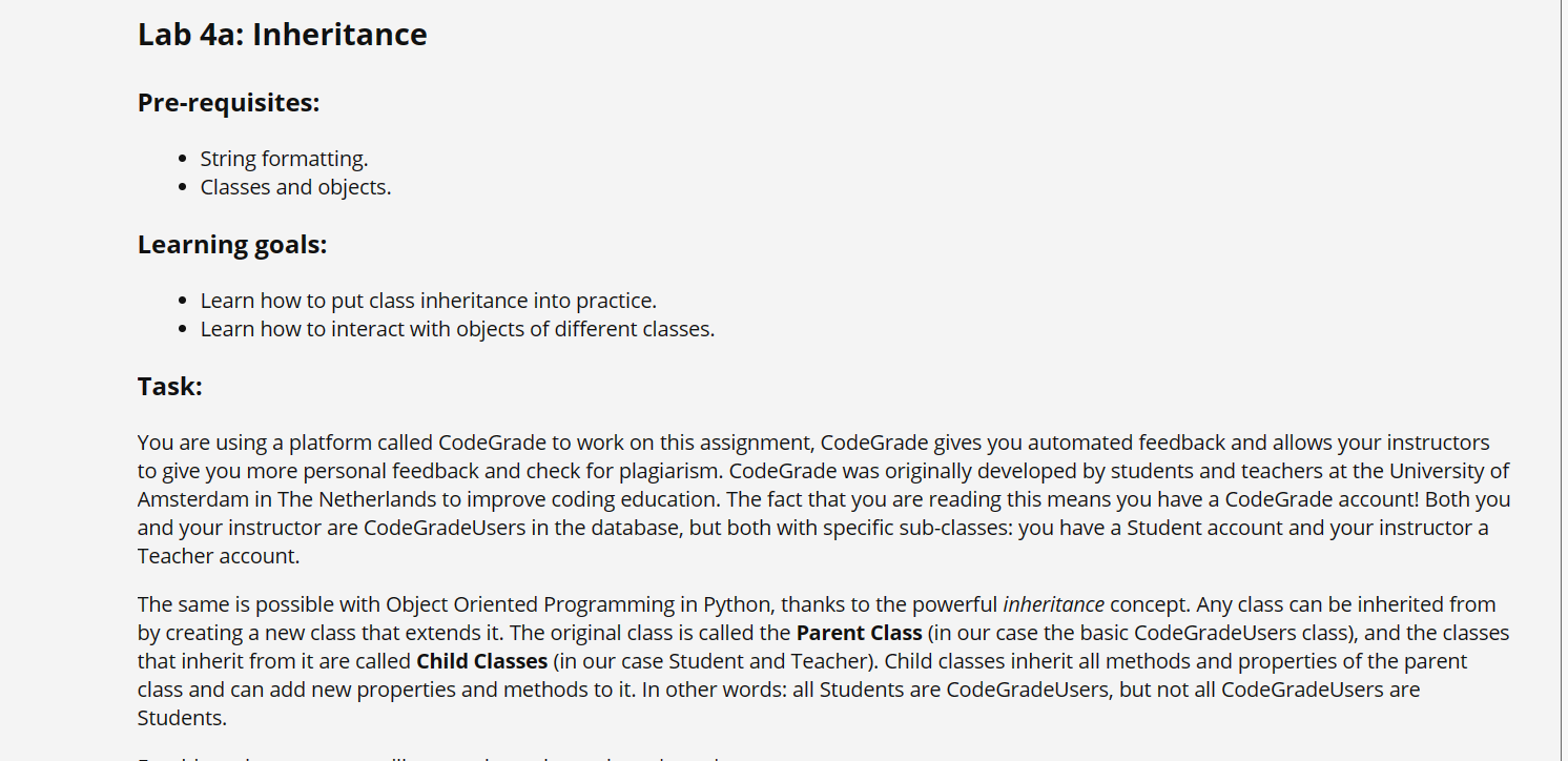 Solved Lab 4a: Inheritance Pre-requisites: - String | Chegg.com