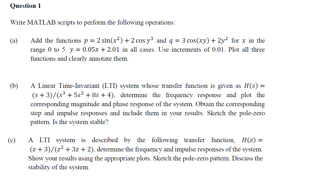 Solved MATLAB Question Kindly Help to come up with the code | Chegg.com