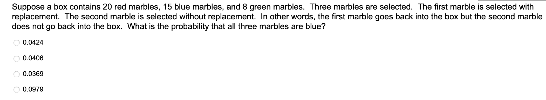 Solved Suppose a box contains 20 red marbles, 15 blue | Chegg.com