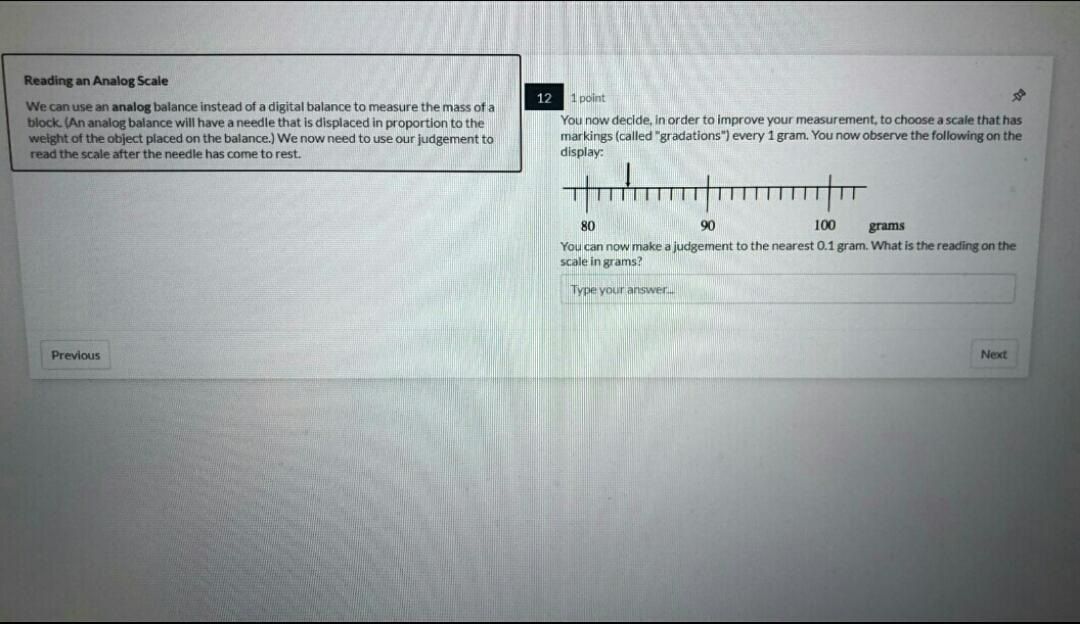 Solved Reading an Analog Scale We can use an analog balance | Chegg.com