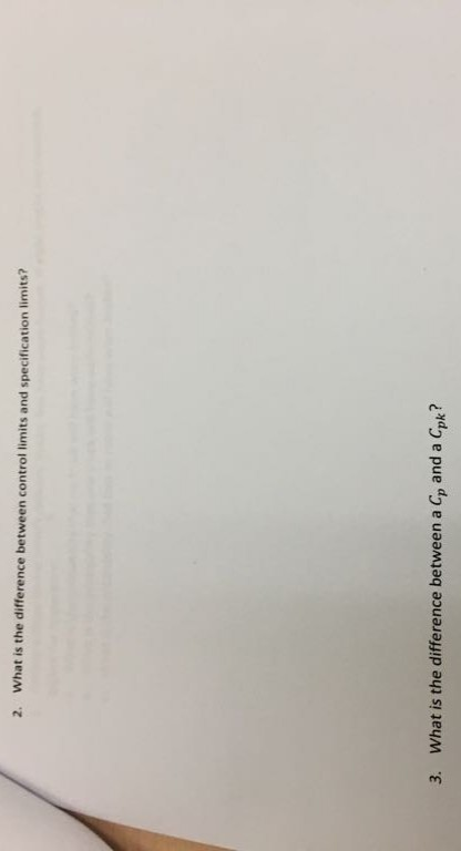 Solved 2. What is the difference between control limits and | Chegg.com