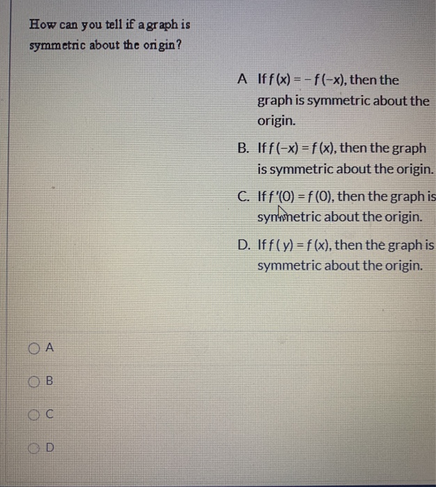 Solved How can you tell if a graph is symmetric about the | Chegg.com
