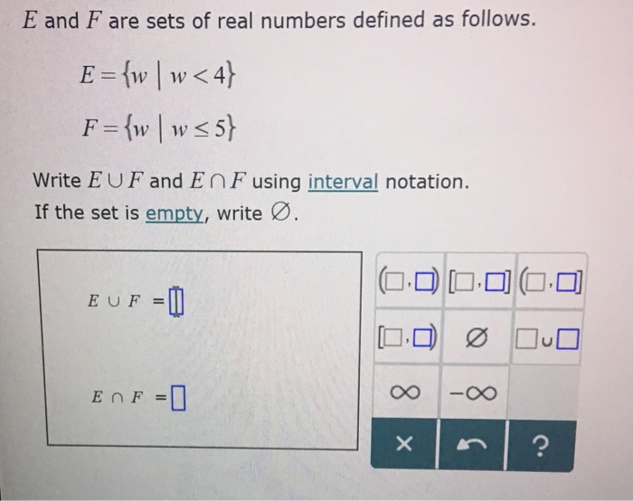 Solved E and F are sets of real numbers defined as follows. | Chegg.com