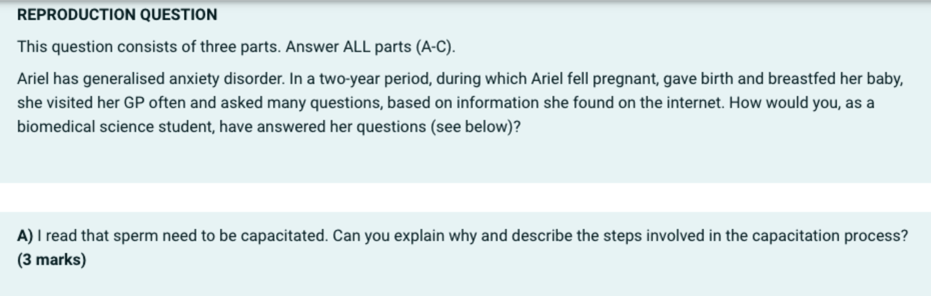 Solved REPRODUCTION QUESTION This question consists of three | Chegg.com