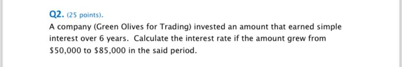 Solved Q2. (25 ﻿points).A company (Green Olives for Trading) | Chegg.com