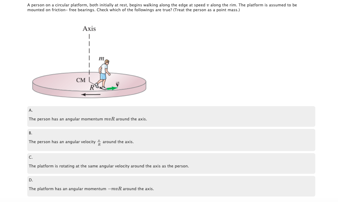 Solved A person on a circular platform, both initially at | Chegg.com