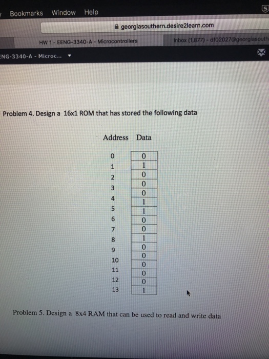 Solved Design a 16x1 ROM that has stored the following data | Chegg.com