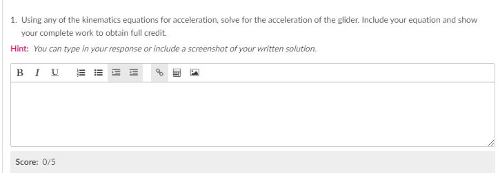 Solved 1. Using any of the kinematics equations for | Chegg.com