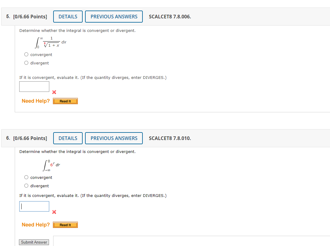 Solved Determine whether the integral is convergent or | Chegg.com
