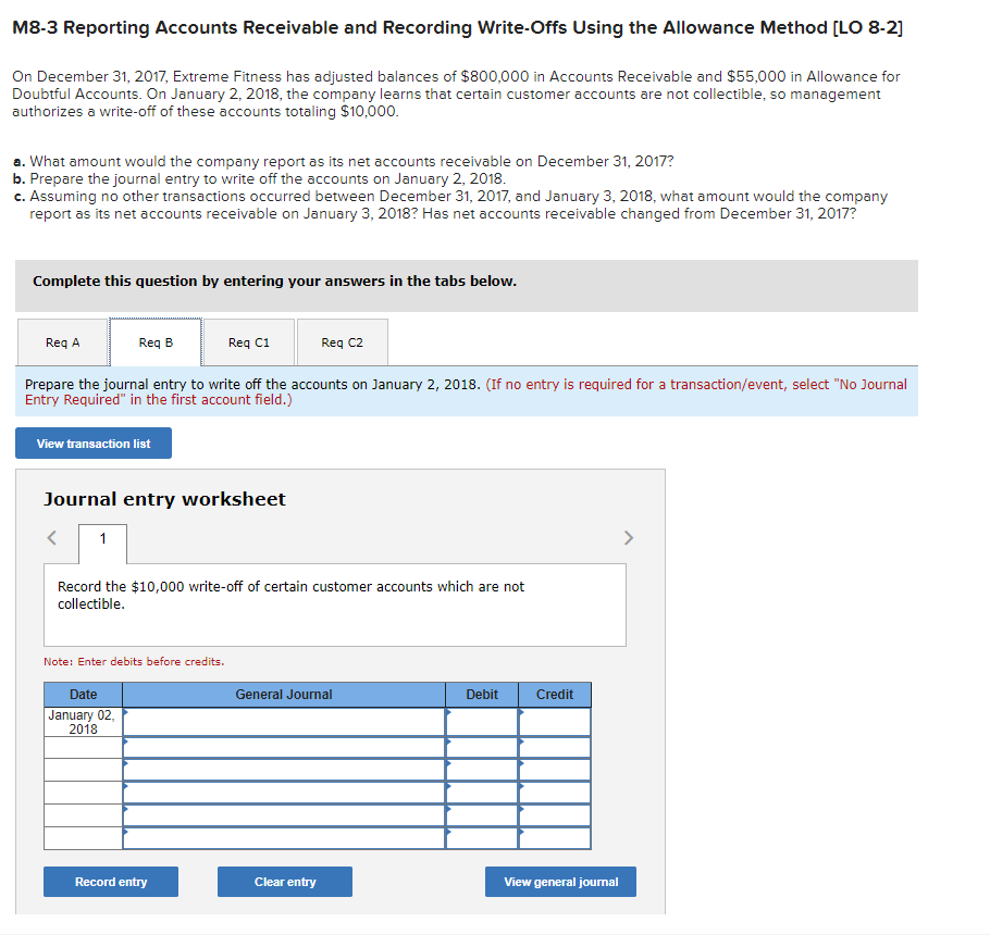 Solved M8-3 Reporting Accounts Receivable and Recording | Chegg.com