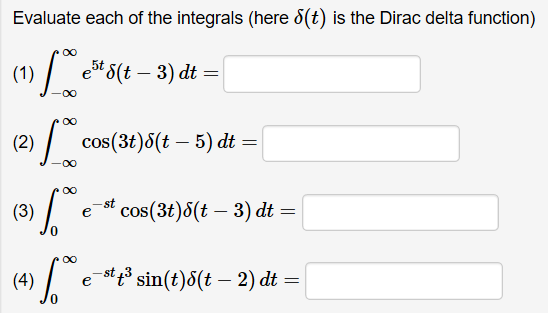 Solved Evaluate each of the integrals (here δ(t) is the | Chegg.com