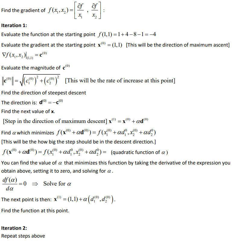 Solved Complete Two Iterations Of The Steepest Descent