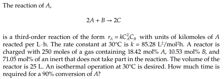 Solved The reaction of A, 2A+B→2C is a third-order reaction | Chegg.com