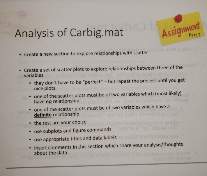 Solved Analysis of Carbig.mat viol Assignment Part 2 • Write | Chegg.com