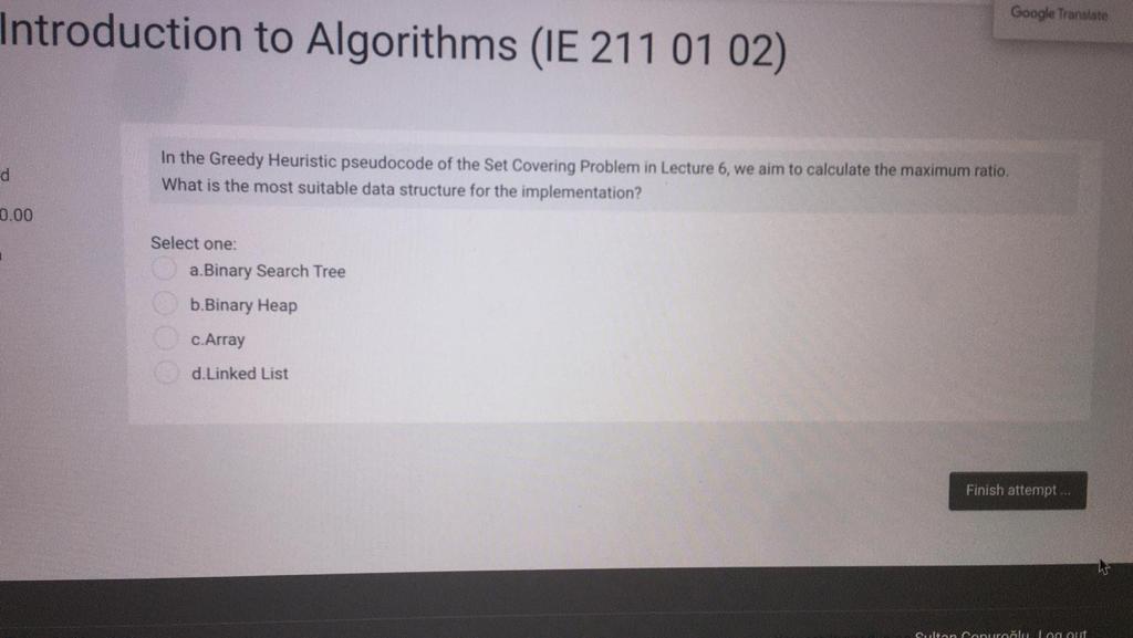 Solved Google Translate Introduction to Algorithms (IE 211 | Chegg.com