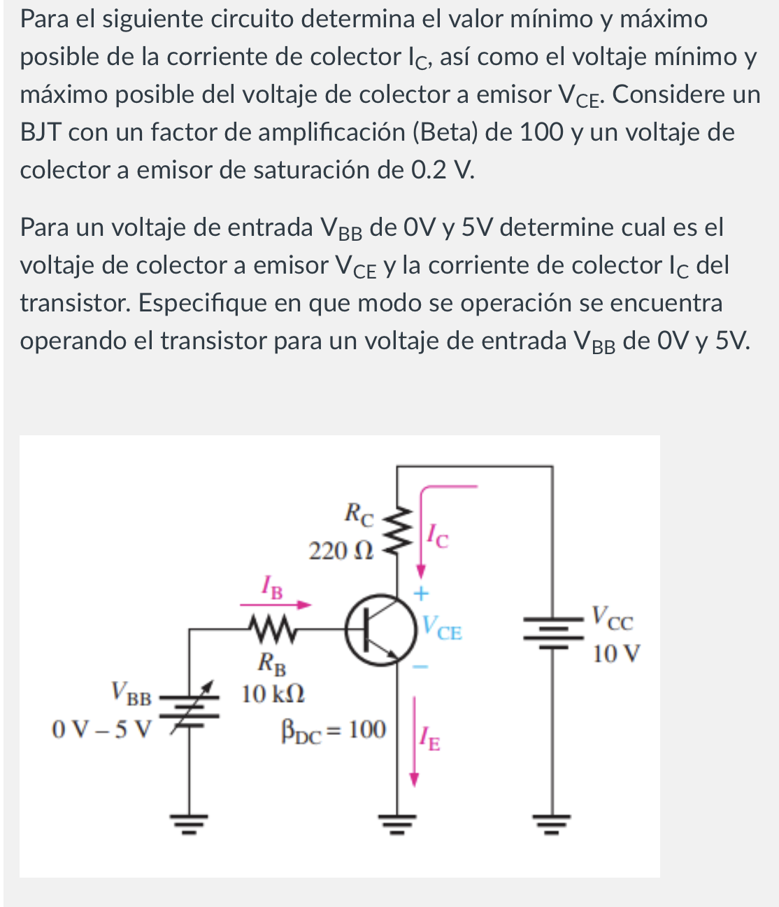 Para el siguiente circuito determina el valor mínimo | Chegg.com
